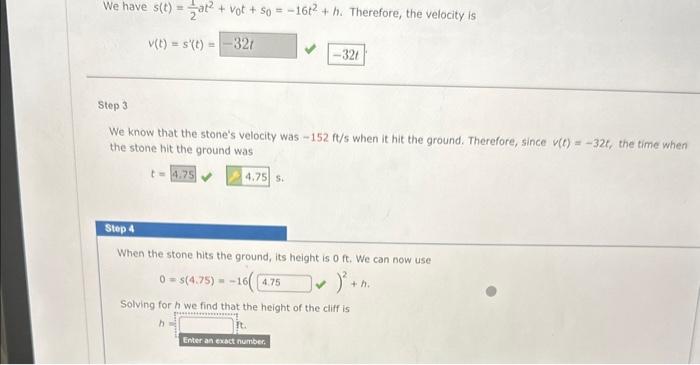 Solved We have s(t)=21at2+v0t+s0=−16t2+h. Therefore, the | Chegg.com
