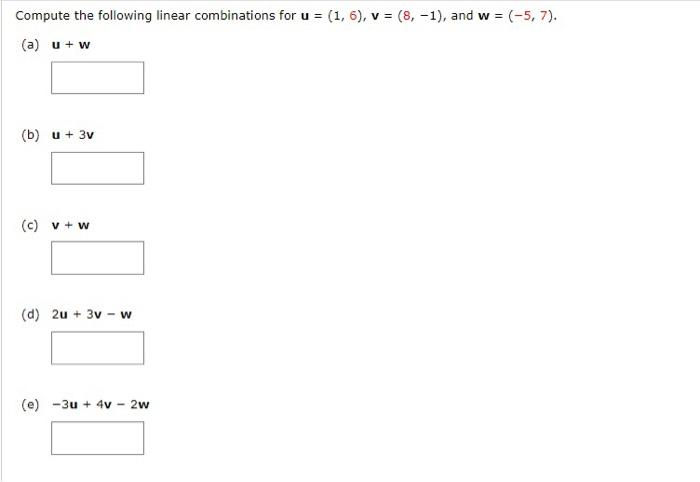 Solved Compute the following linear combinations for | Chegg.com