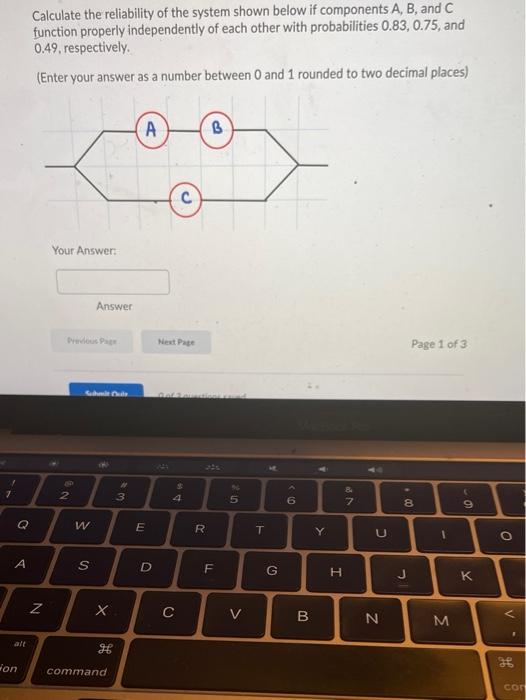 Solved Calculate the reliability of the system shown below | Chegg.com