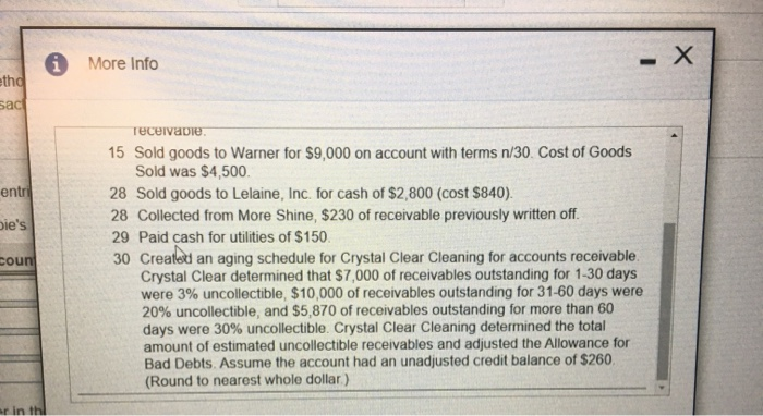 Solved Crystal Clear Cleaning uses the allowance method to | Chegg.com