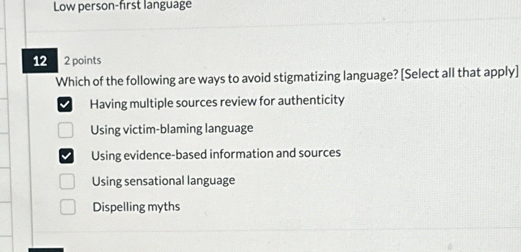 Solved Low person-first language2 ﻿pointsWhich of the | Chegg.com