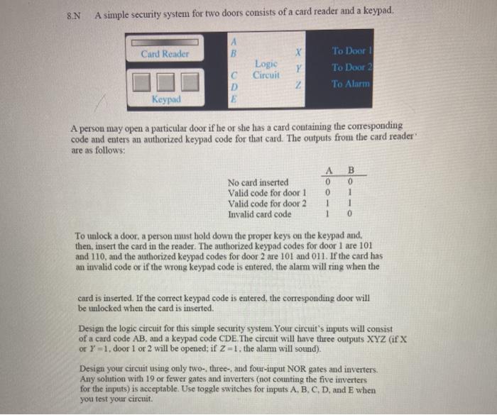 Solved 8.N A simple security system for two doors consists | Chegg.com