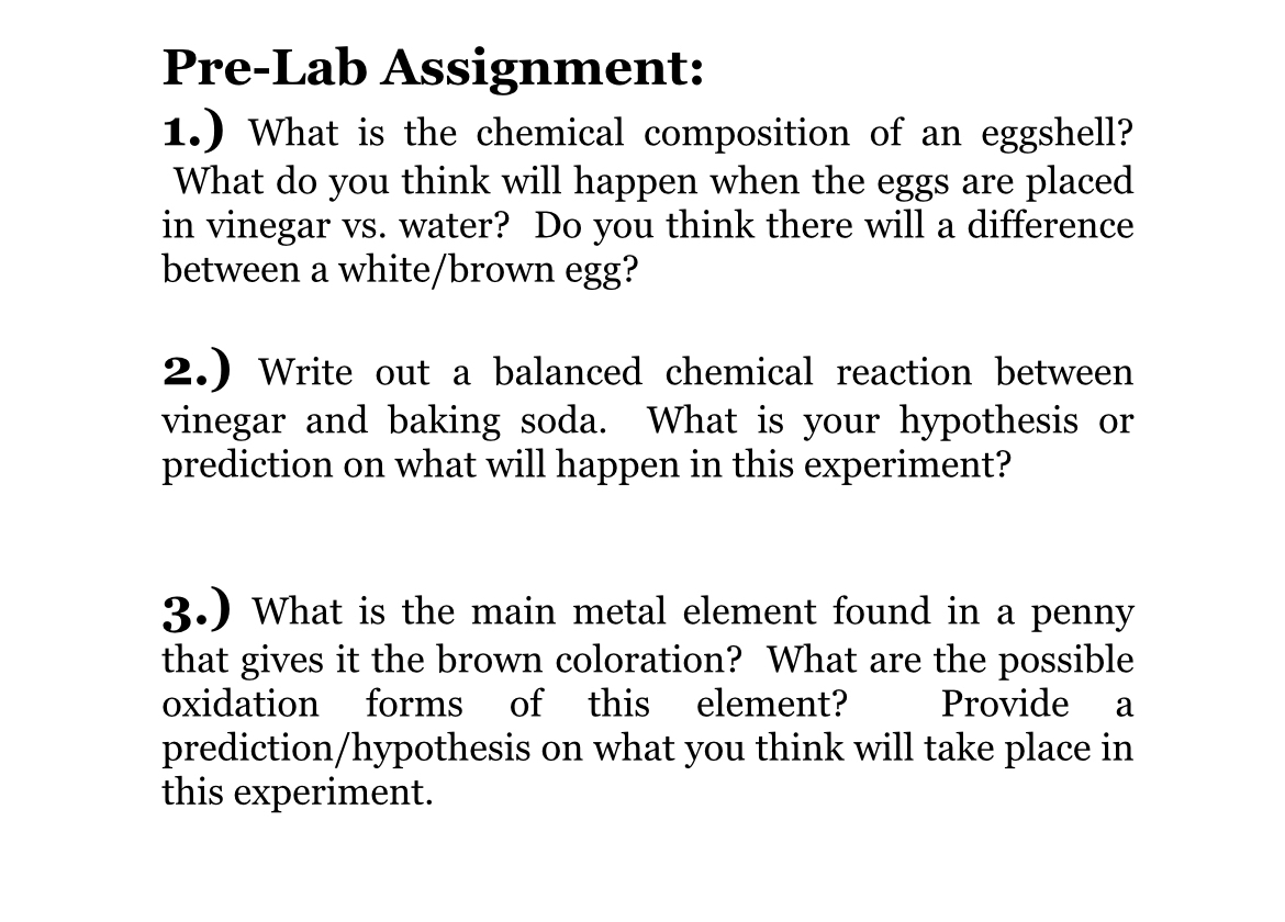 Solved Pre-Lab Assignment:1.) ﻿What is the chemical | Chegg.com
