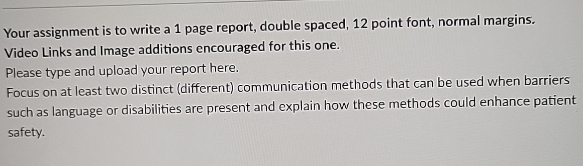 Solved Your assignment is to write a 1 ﻿page report, double | Chegg.com