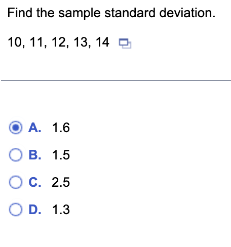 Solved Find the sample standard deviation. | Chegg.com