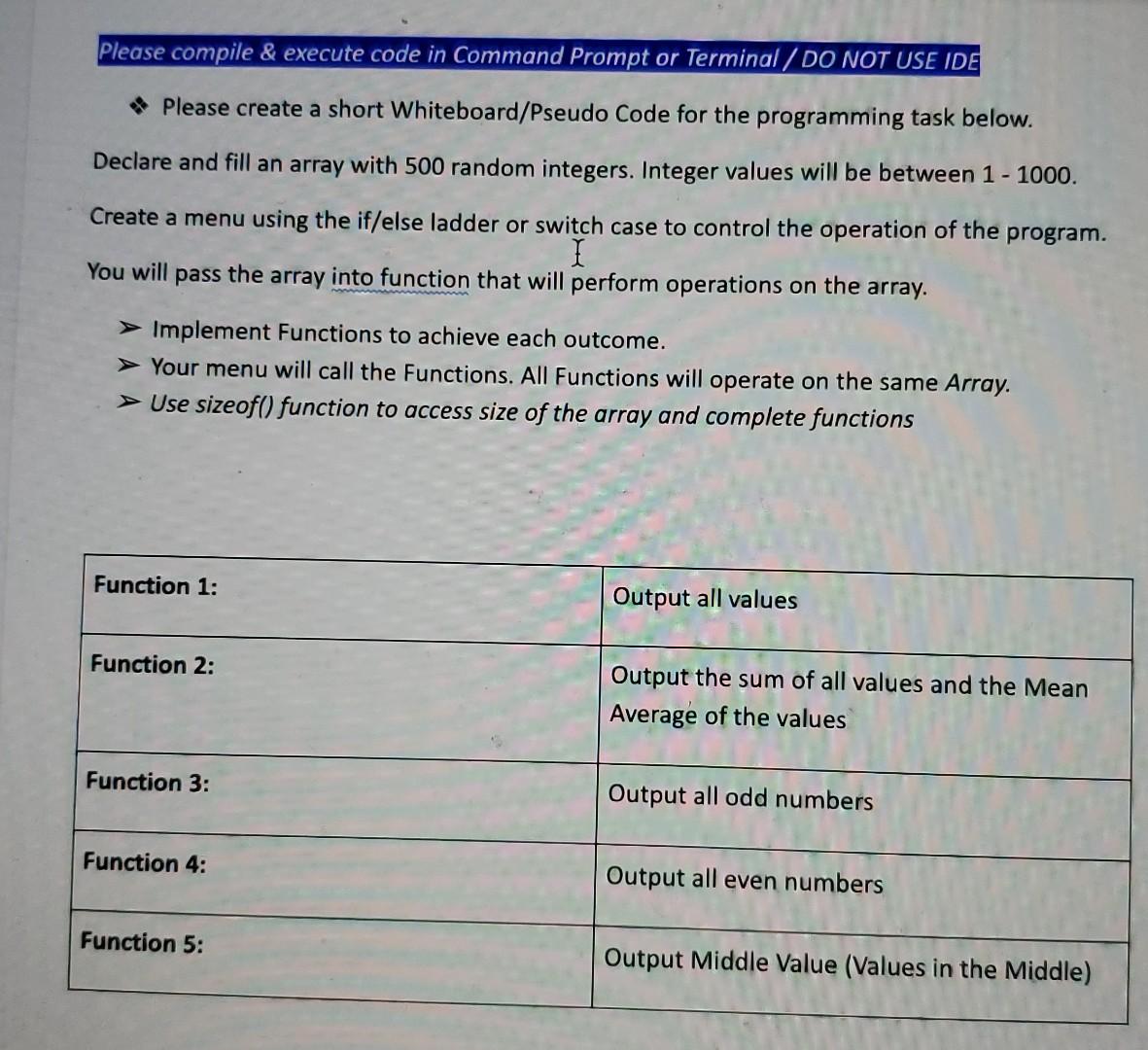 Solved Please compile \& execute code in Command Prompt or | Chegg.com