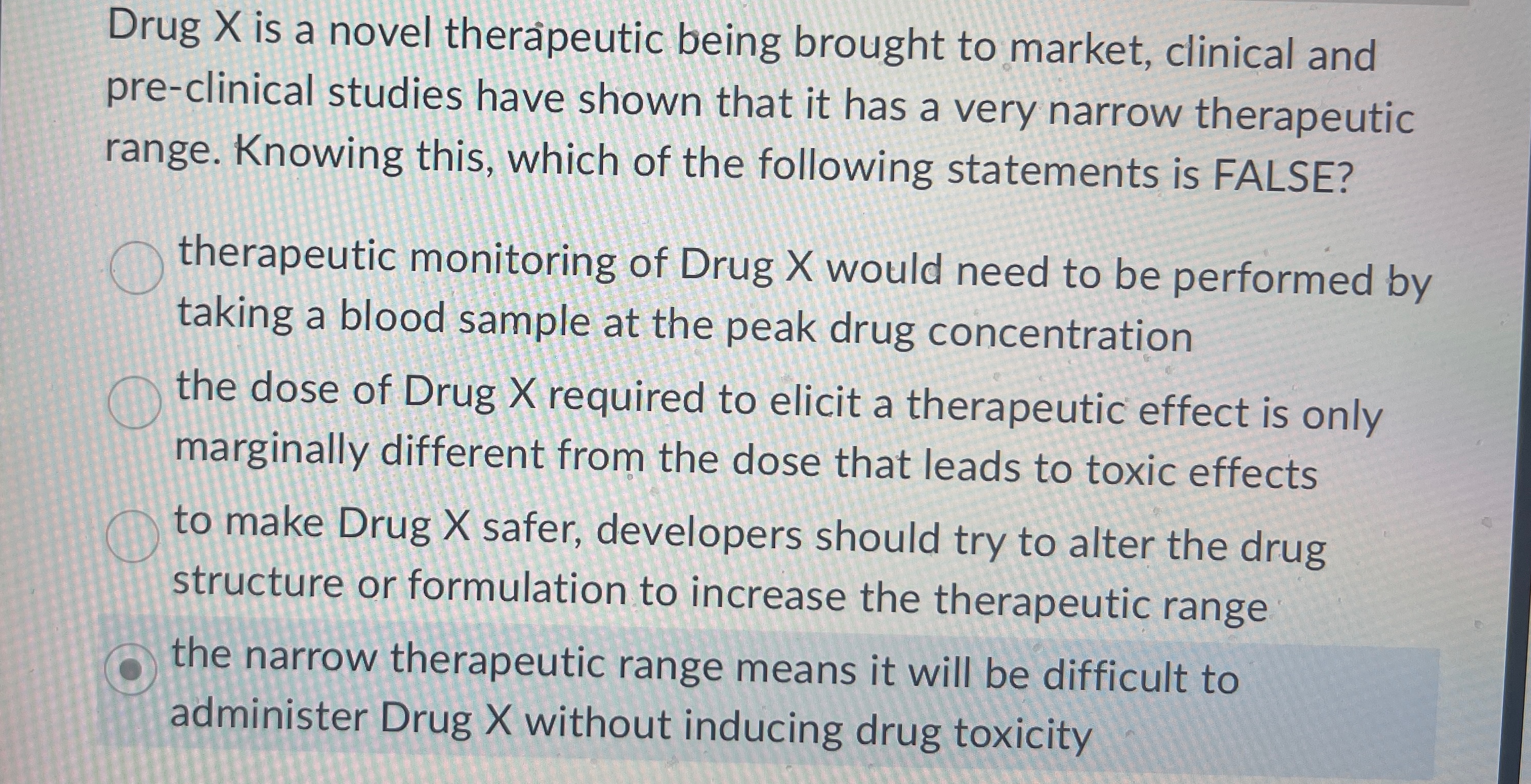 Solved Drug x ﻿is a novel theräpeutic being brought to | Chegg.com