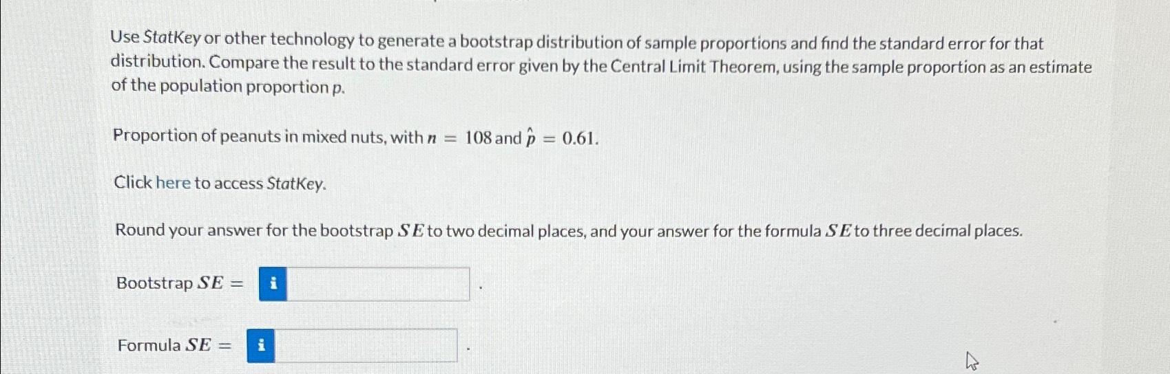 Solved Use StatKey or other technology to generate a | Chegg.com