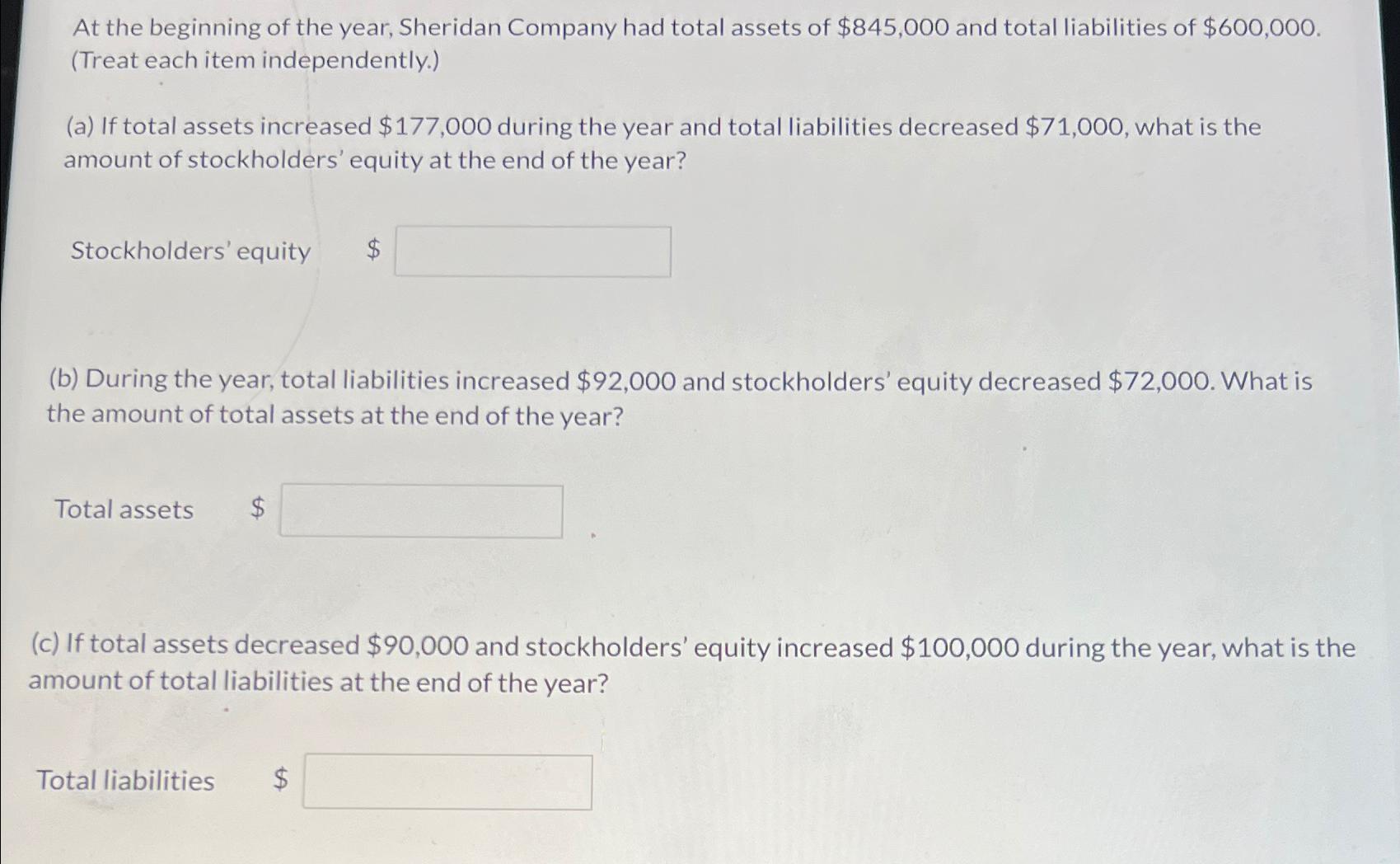 Solved At the beginning of the year, Sheridan Company had | Chegg.com