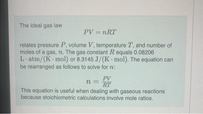Solved The ideal gas law PV=nRT relates pressure P, volume | Chegg.com
