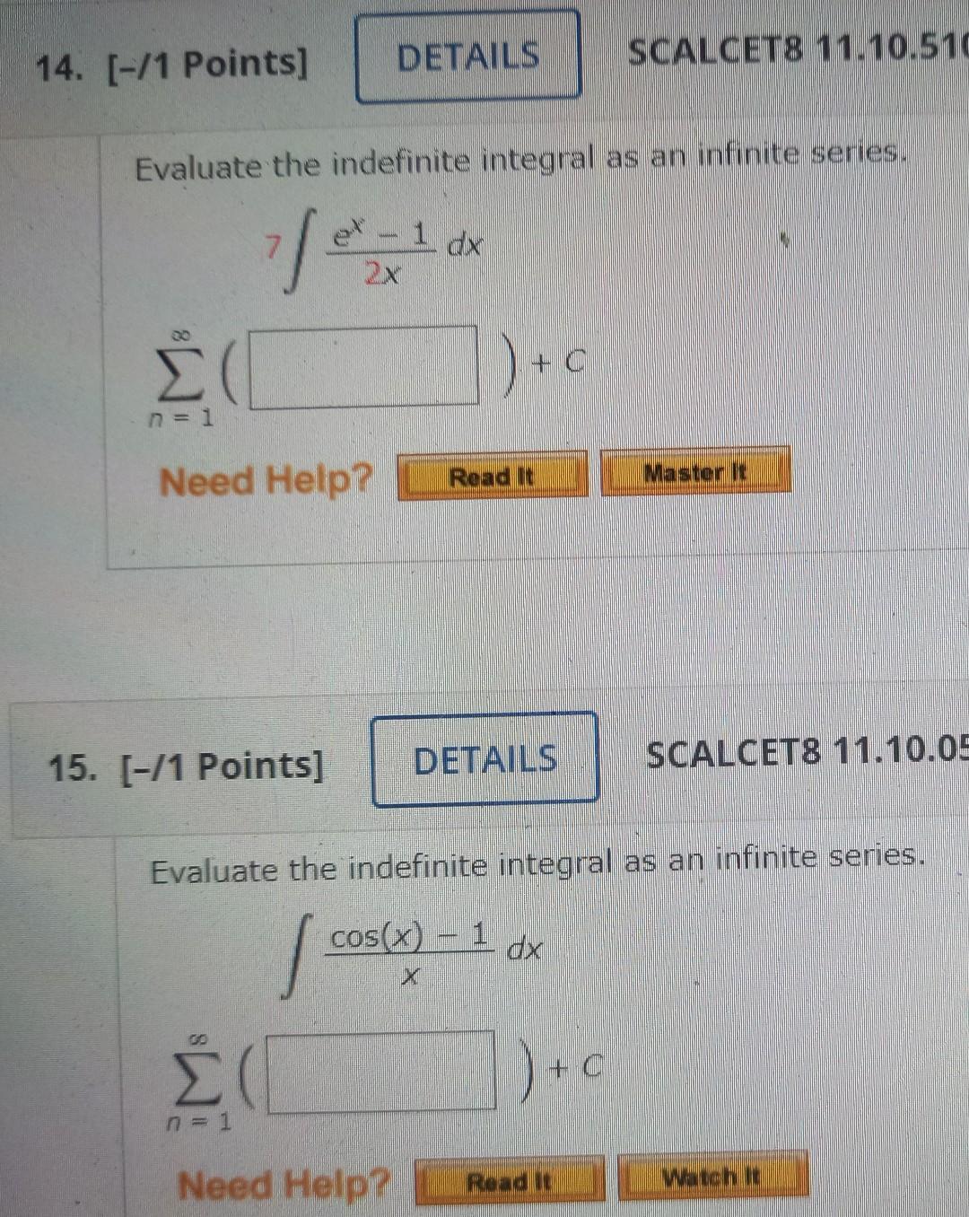 Solved DETAILS SCALCET8 11.10.510 14. [-/1 Points] Evaluate | Chegg.com