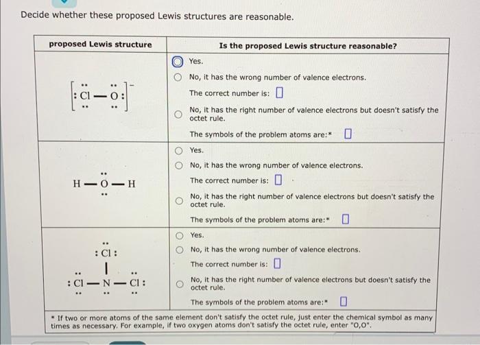 Solved Decide whether these proposed Lewis structures are | Chegg.com