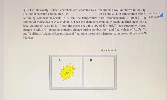Solved Q 3) Two thermally isolated chambers are separated by | Chegg.com