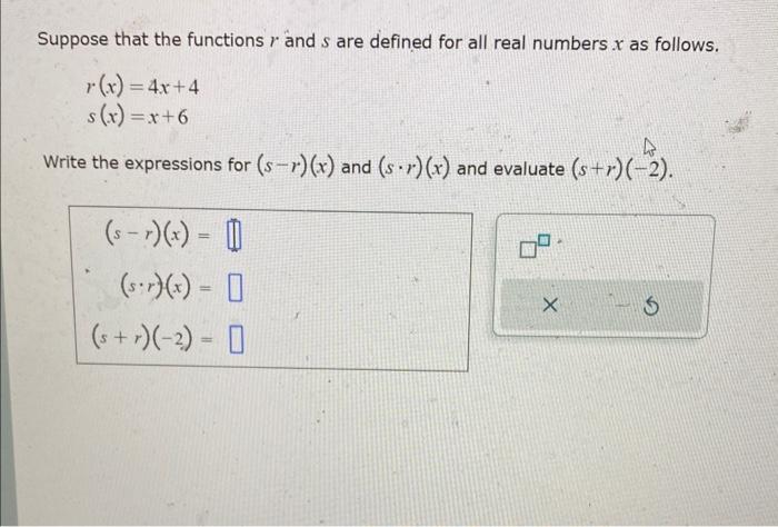Solved Suppose that the functions r and s are defined for | Chegg.com
