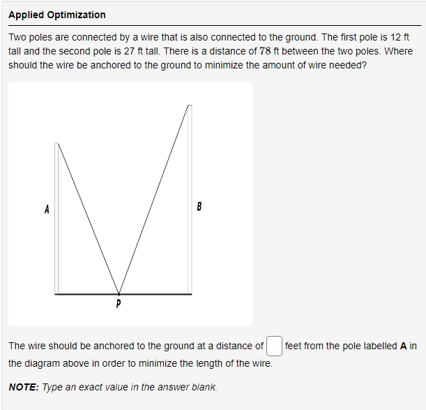 Solved Applied OptimizationTwo poles are connected by a wire | Chegg.com