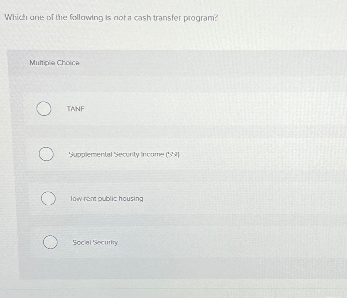 Solved Which one of the following is not a cash transfer | Chegg.com