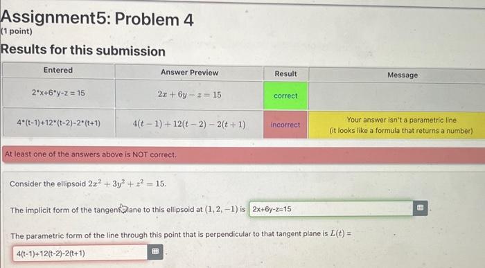 Solved Assignment5: Problem 4 (1 point) Results for this | Chegg.com