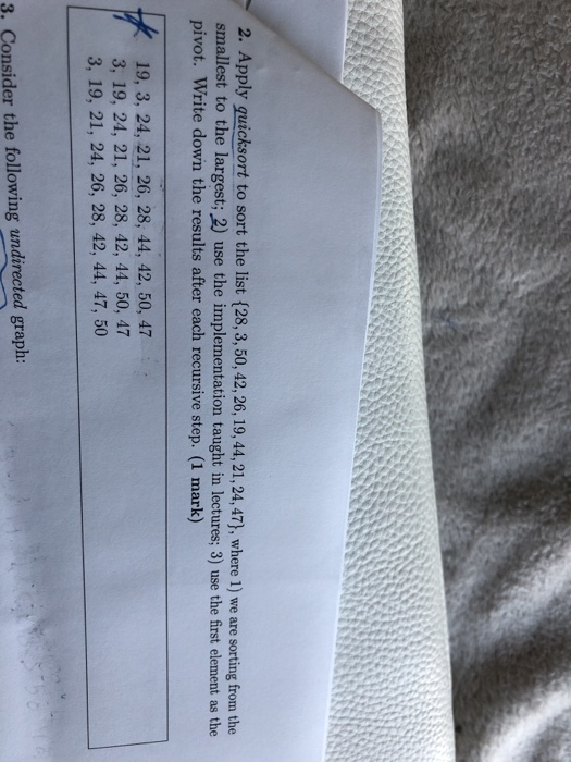 Solved 2. Apply quicksort to sort the list {28,3,50, 42, 26, | Chegg.com