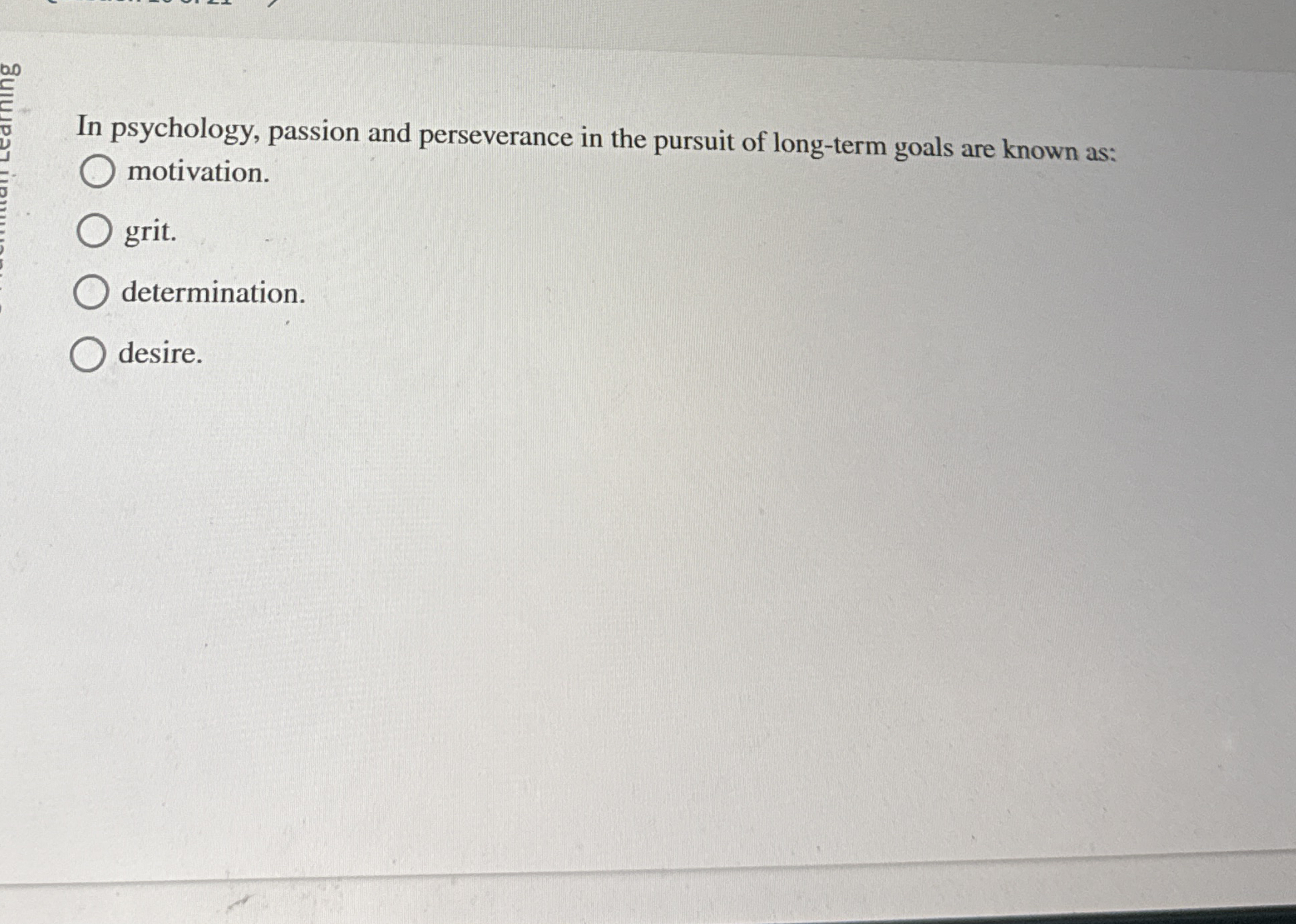 Solved In psychology, passion and perseverance in the | Chegg.com