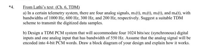 Solved From Lathi's text (Ch. 6, TDM) a) In a certain | Chegg.com