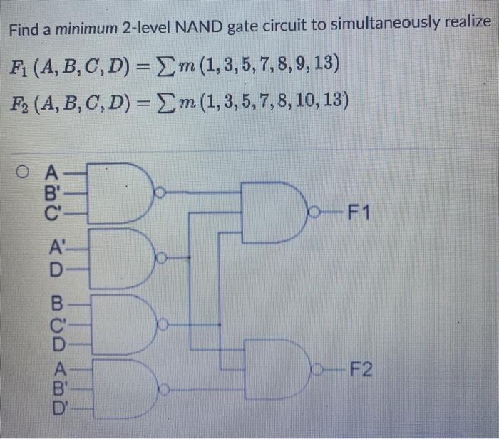 Solved Find a minimum 2-level NAND gate circuit to | Chegg.com