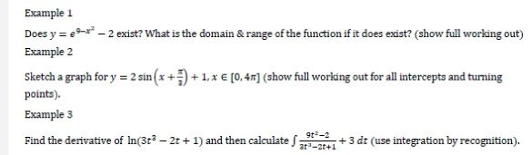Solved Example 1 Does y = 29-7-2 exist? What is the domain & | Chegg.com