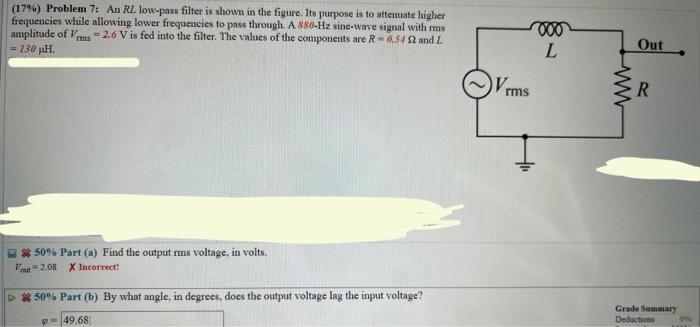 Solved 17 Problem 7 An Rl Low Pass Filter Is Shown In 5583