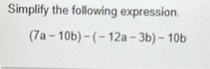 Solved Simplify the following expression. | Chegg.com