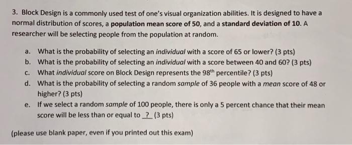Solved 3. Block Design is a commonly used test of one's | Chegg.com