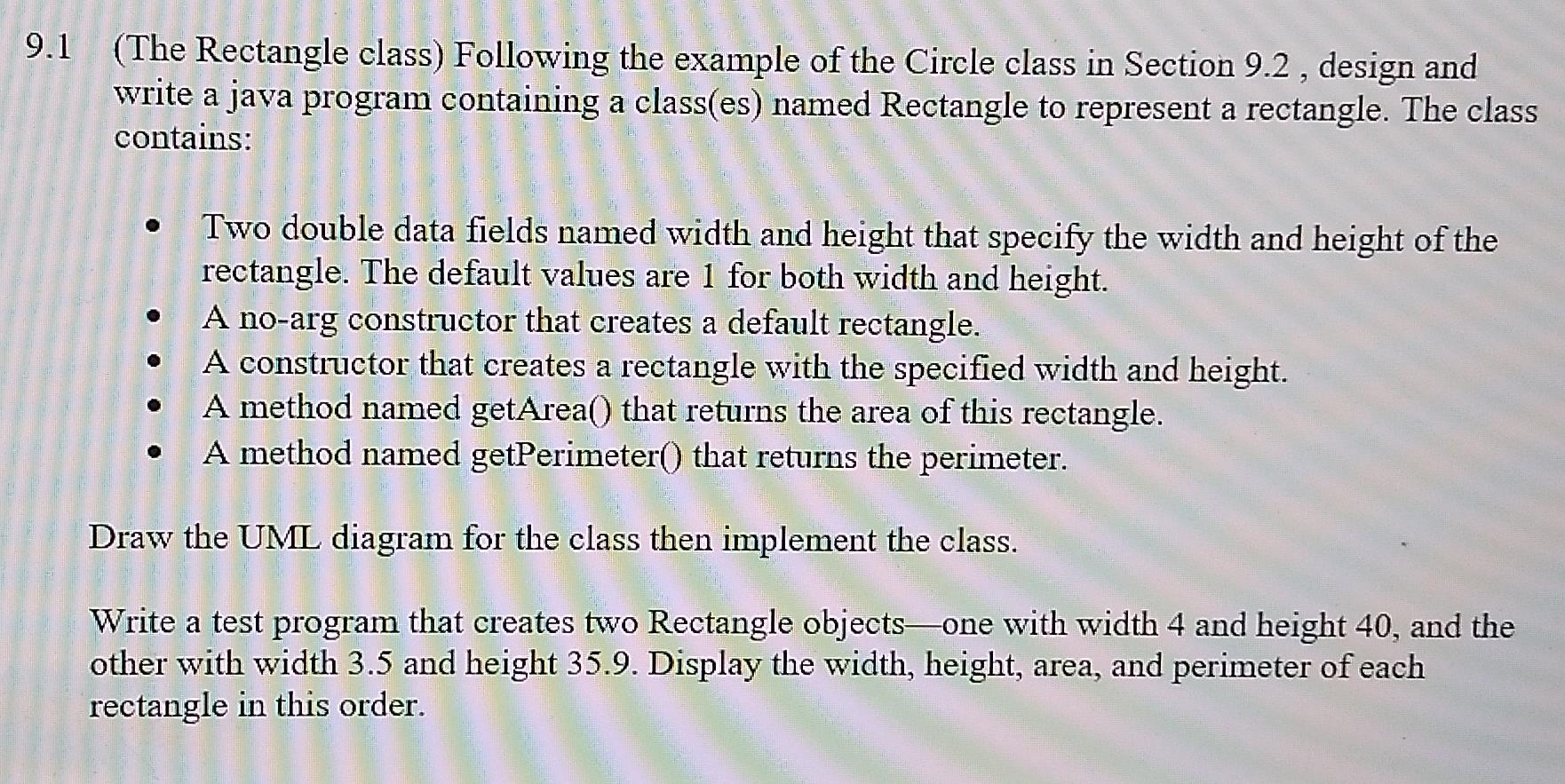 Solved 9.1 (The Rectangle class) Following the example of | Chegg.com