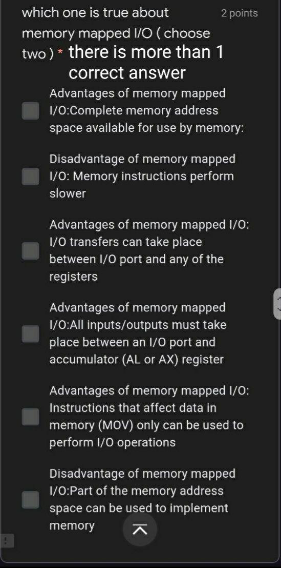 Solved which one is true about 2 points memory mapped I/O ( | Chegg.com