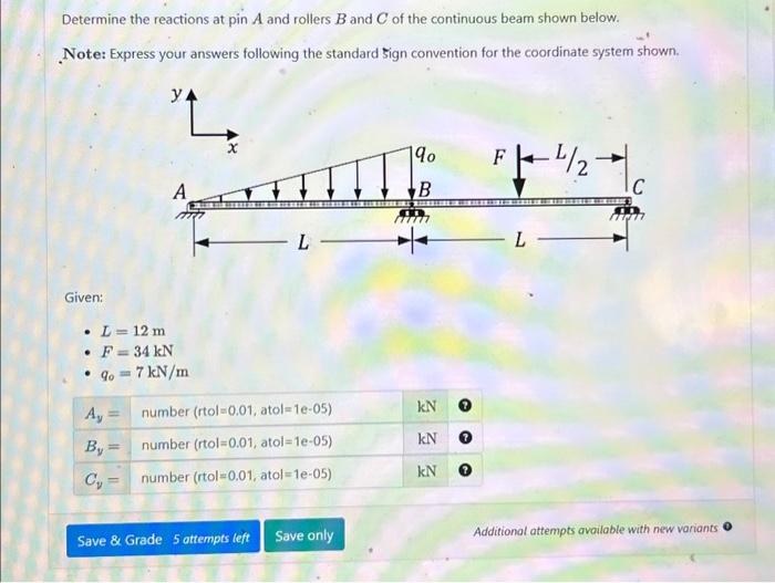 Solved Determine the reactions at pin A and rollers B and C | Chegg.com