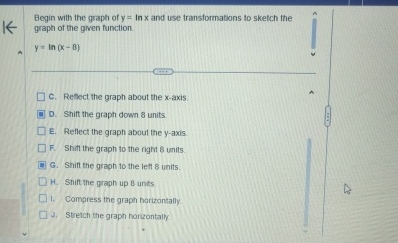 Solved Begin with the graph of y=lnx ﻿and use | Chegg.com