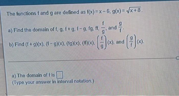 Solved The functions fand g are defined as f(x)=x-6, g(x) = | Chegg.com