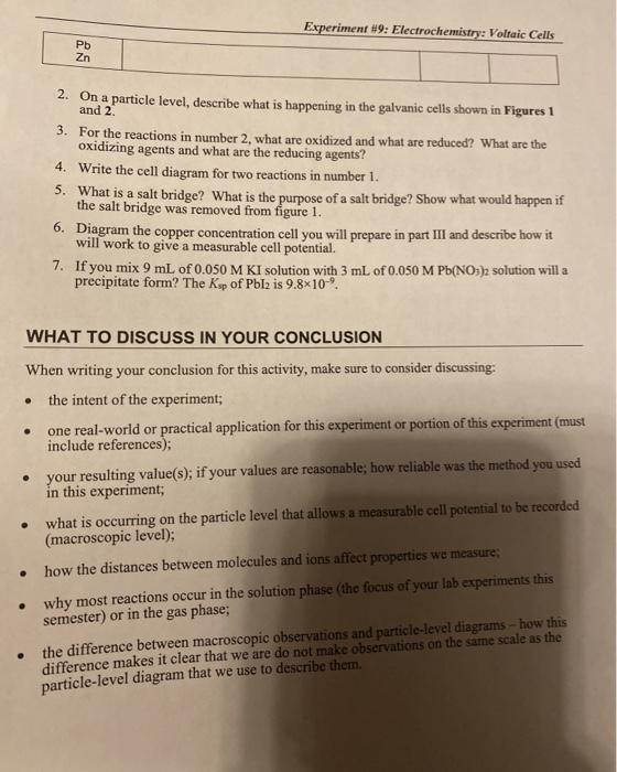 Solved Experiment #9: Electrochemistry: Voltaic Cells | Chegg.com