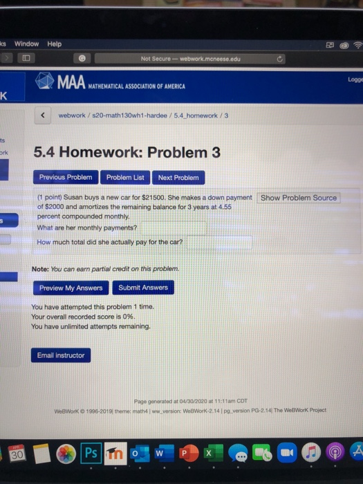 Solved ks Window Help Not Secure-webwork.meneese.edu M AA | Chegg.com