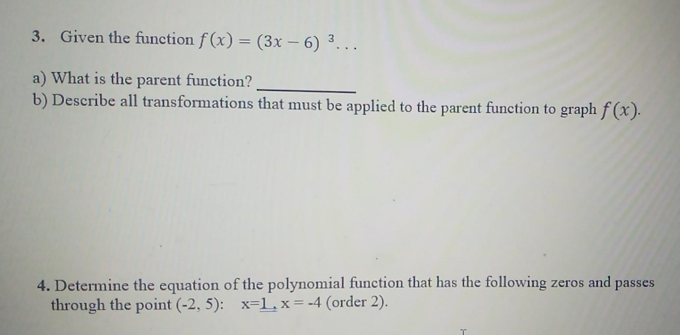 Solved 1. Fill in this table. 2. The graph of y=x3 is | Chegg.com