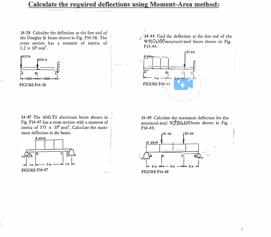 Solved Calculate the required deflections using Moment-Area | Chegg.com