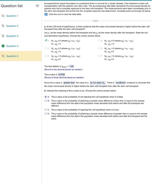 Increased blsod vessei formulason is a predictive | Chegg.com