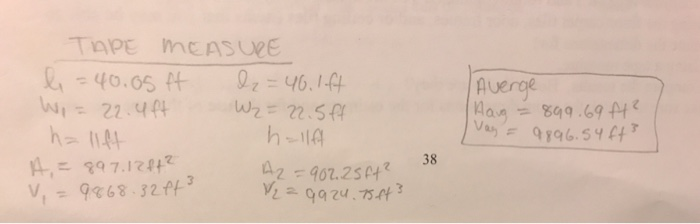 Solved your results with the tape measure from Problem #1, | Chegg.com