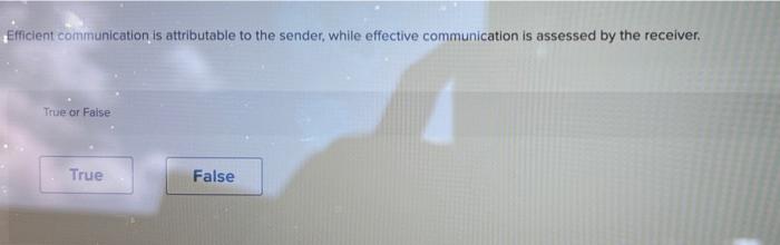 Solved Efficient communication is attributable to the | Chegg.com