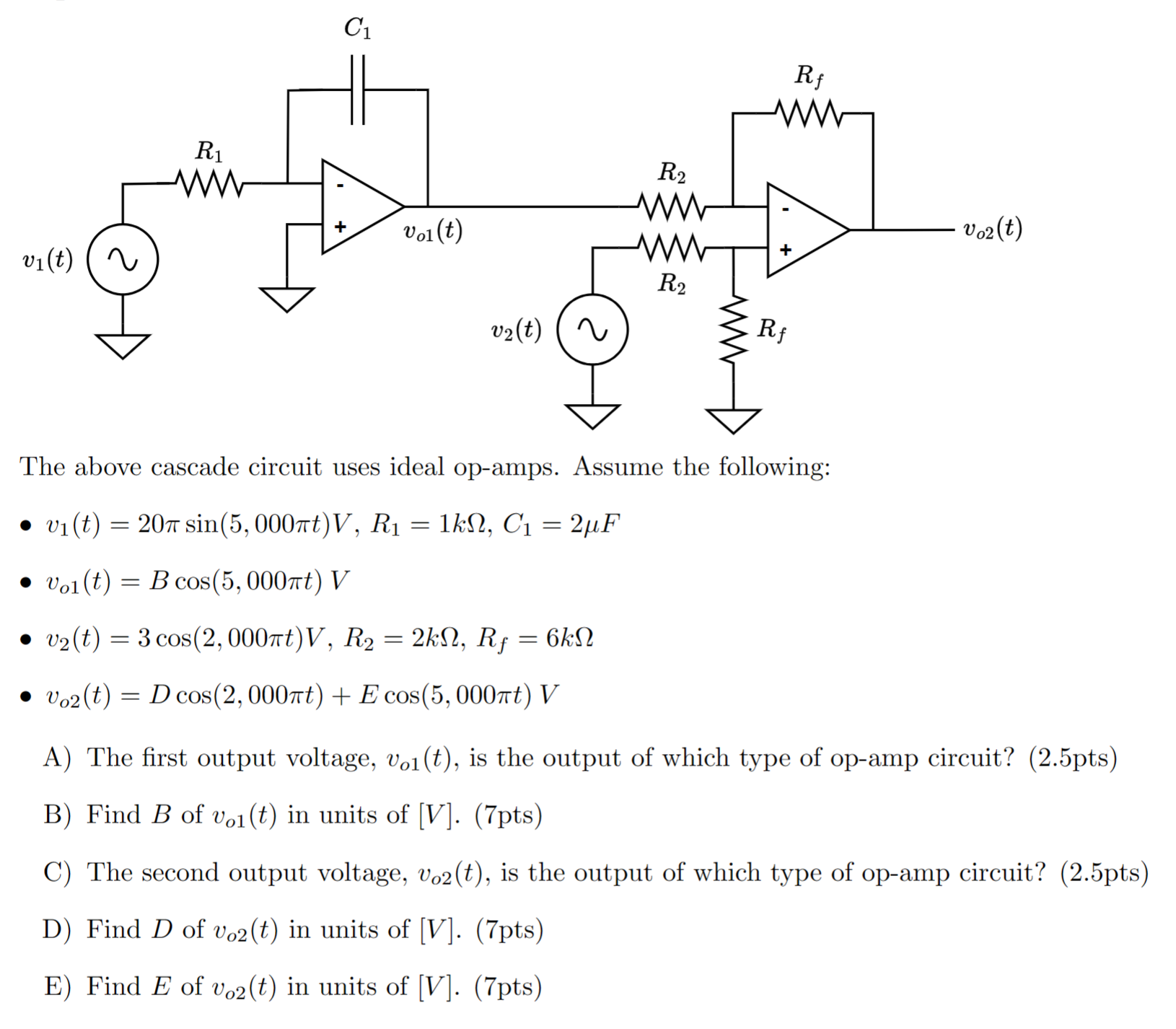 The above cascade circuit uses ideal op-amps. Assume | Chegg.com