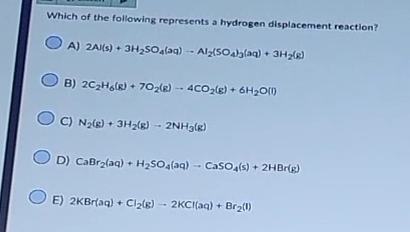 Solved Which of the following represents a hydrogen | Chegg.com