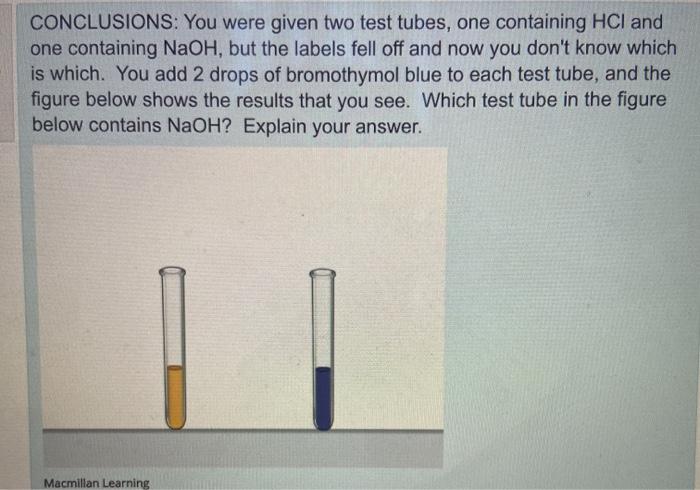 Solved: CONCLUSIONS: You Were Given Two Test Tubes, One Co... | Chegg.com