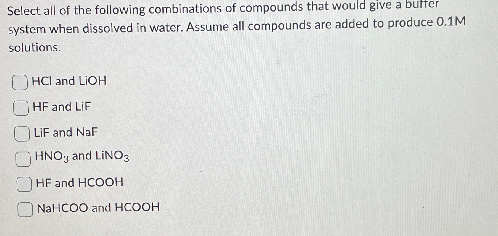 Select all of the following combinations of compounds | Chegg.com