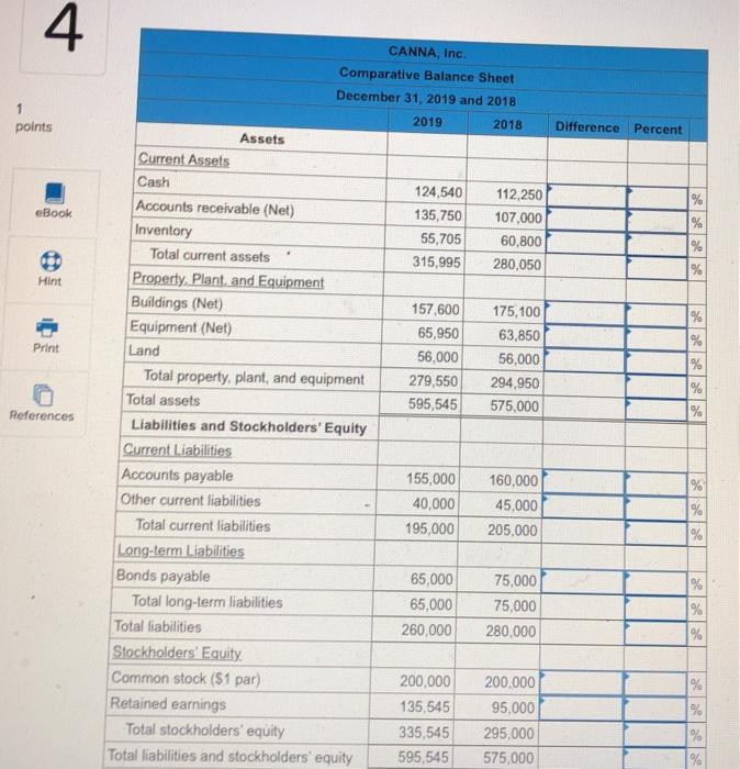 Solved 4 Check my work Prepare a horizontal analysis of all | Chegg.com