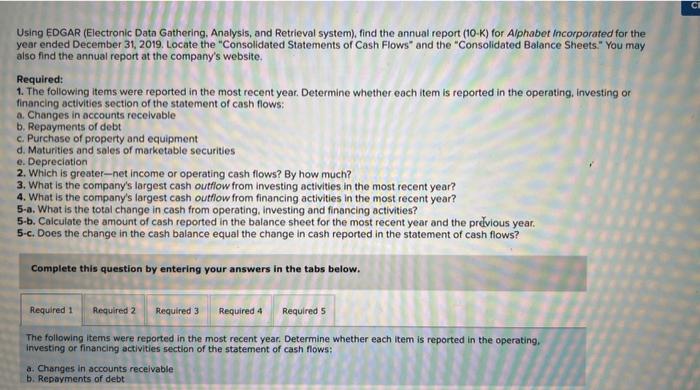 Using EDGAR (Electronic Data Gathering. Analysis, and | Chegg.com