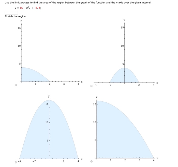 Solved Use the limit process to find the area of the region | Chegg.com