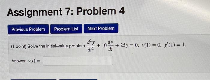 Solved (1 point) Solve the initial-value problem | Chegg.com