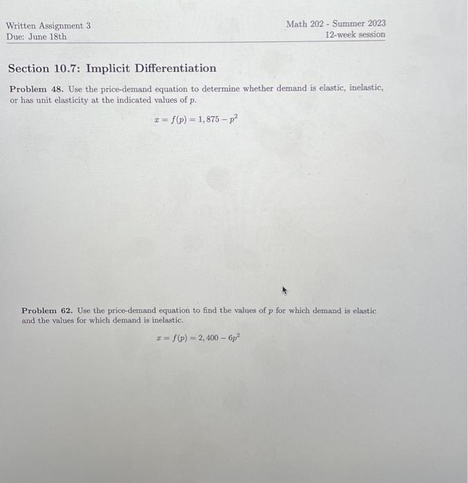 Solved Section 10.7: Implicit Differentiation Problem 48. | Chegg.com